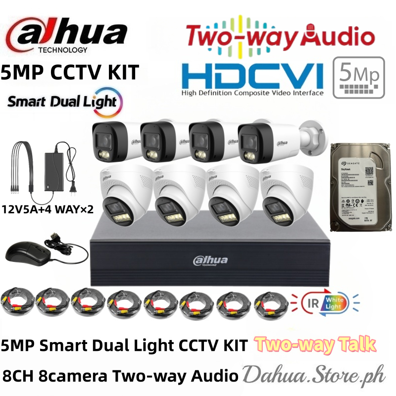 Dahua 5MP CCTV Package Two-way Audio CCTV Set HDCVI Smart Dual Light HD ...