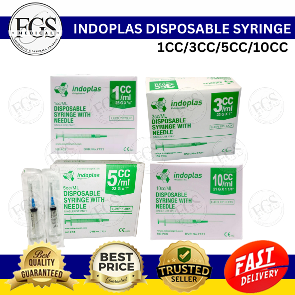 INDOPLAS DISPOSABLE SYRINGE (1CC/3CC/5CC/10CC) | Shopee Philippines