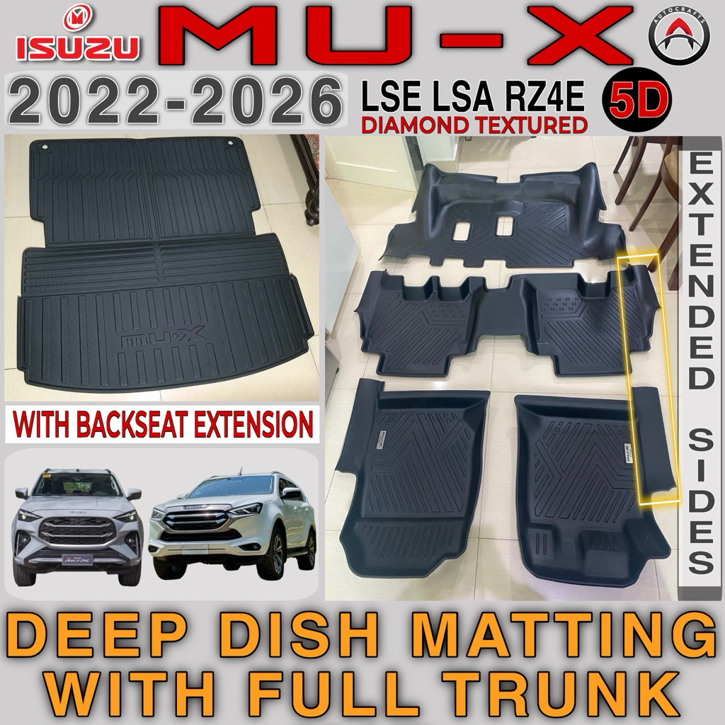 ISUZU MUX 2023-2026 DEEP DISH MATTING WITH CARGO MATS EXTENDED SIDES ...