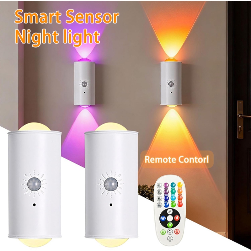 RGB Gradient LED Night Light with Motion Sensor Wall Lamp Rechargeable ...