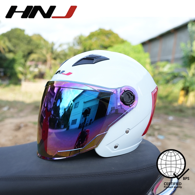 【𝑾𝑰𝑻𝑯 𝑰𝑪𝑪】HNJ Tinted Visor Safety Half Face Helmet for Motorcycle Men ...