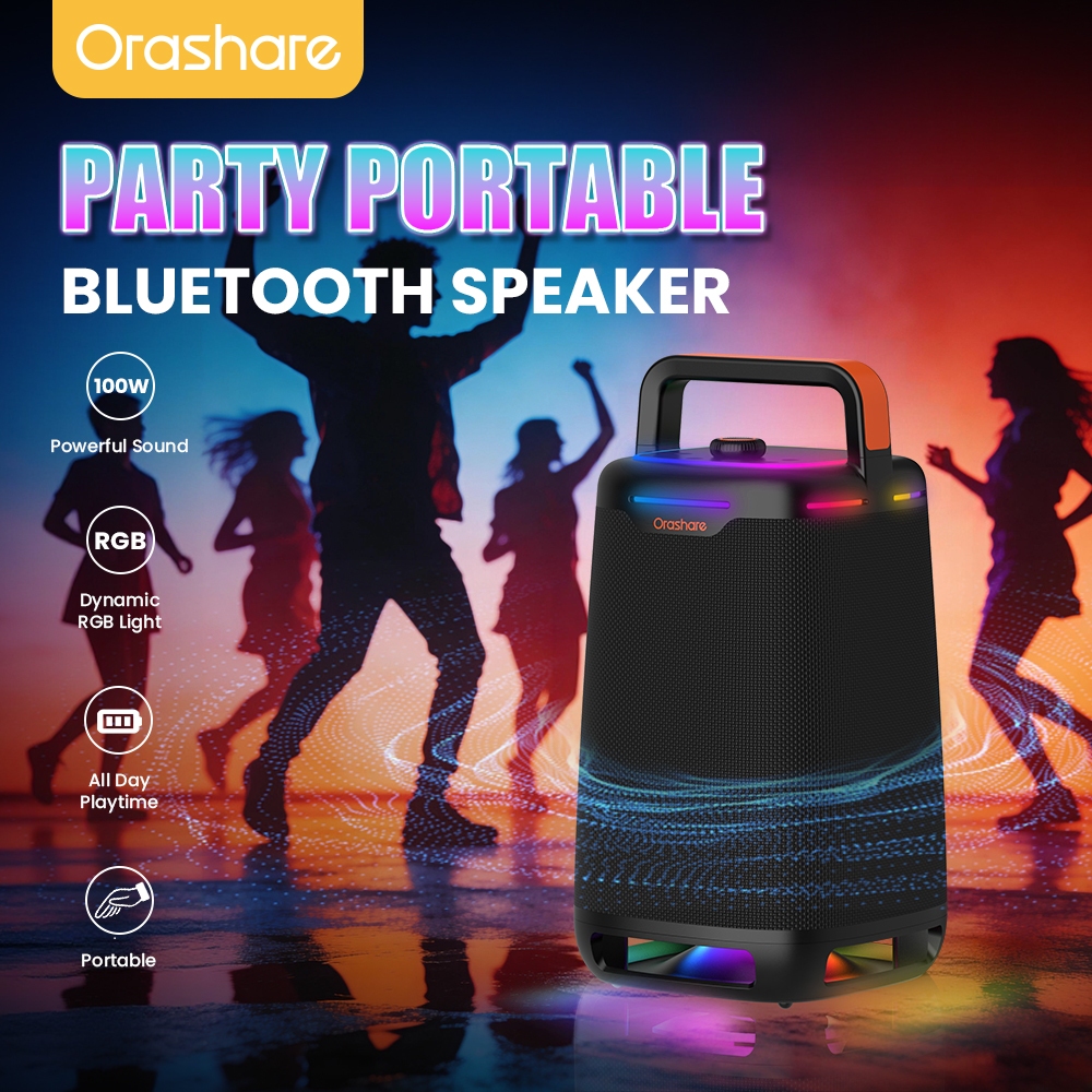 Orashare BS21Max 100W Party Bluetooth Speaker Powerful Sound with RGB ...