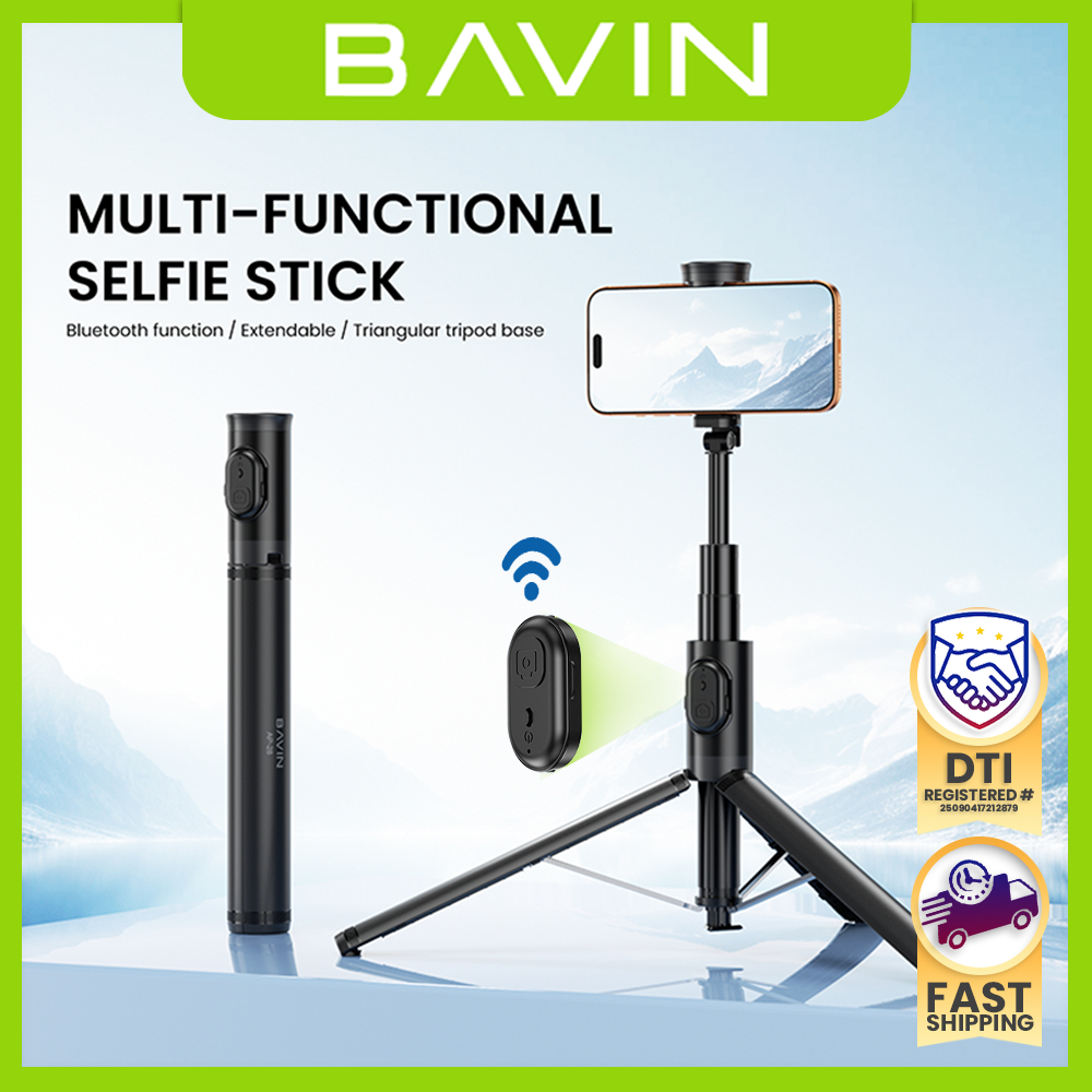 BAVIN P28 Portable Bluetooth Selfie Stick w/ Adjustable Phone Stand ...