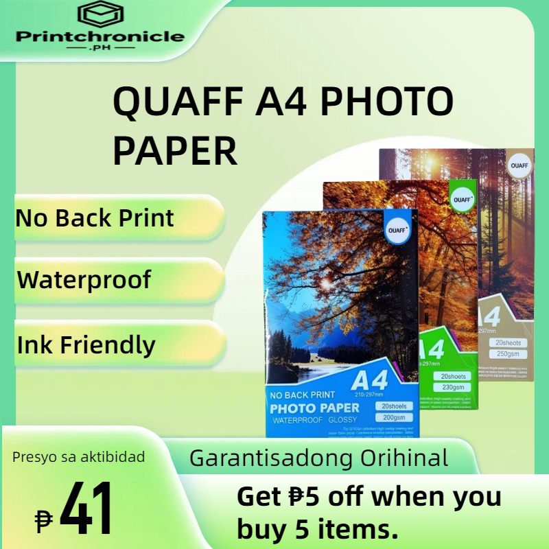 QUAFF No Back Printy Inkjet Photo Paper A4 200gsm 230gsm 20 Sheets Pack ...