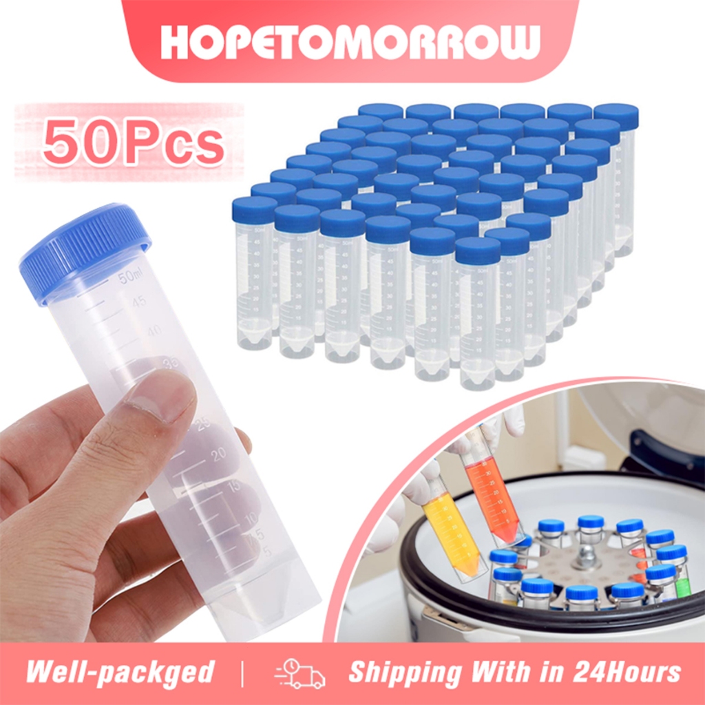 50 Pcs 50 ML Centrifuge Tubes Plastic Test Tubes，with Blue Screw Caps ...