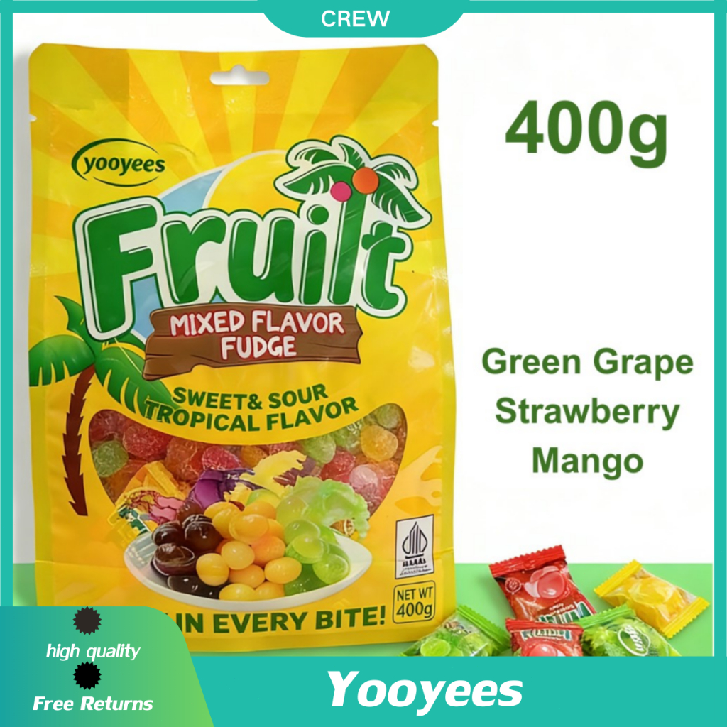 Yooyees Fruit Fudge Mixed Flavor (Green Grape/Strawberry/Mango) 400g ...