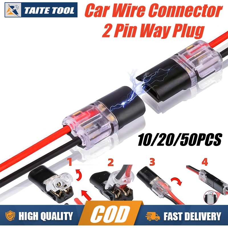 10-50 Pcs Electrical Connector Wire Cable - 2Pin Way Plug Automotive ...