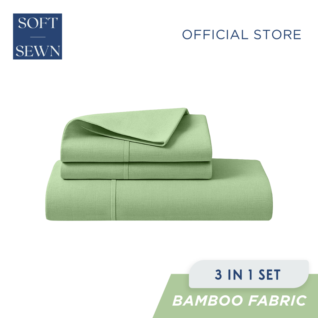 Soft Sewn 3-in-1 Bamboo Bed Sheet Set | Fully Garterized Poly-Bamboo ...