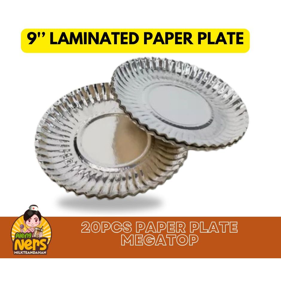 9'' Inch Paper Plate Megatop Thick Quality [20pcs, 40pcs, 60pcs, 80pcs ...