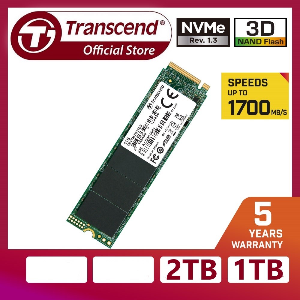 Transcend PCIe Nvme Gen3x4 SSD - MTE110S / 1TB / 2TB /M.2 2280, 3D TLC ...