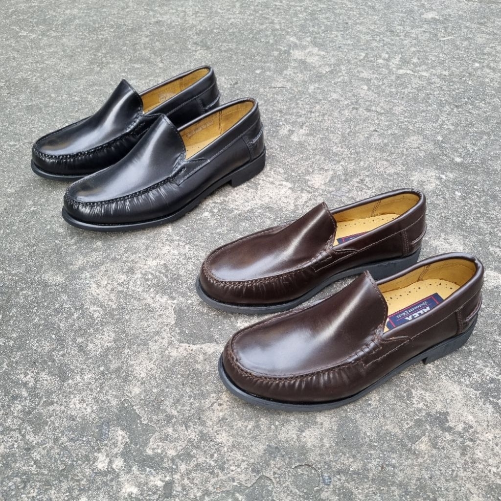 CLEARANCE Alex Shoes 6131 Genuine Leather Slip On Classic Design Plain ...