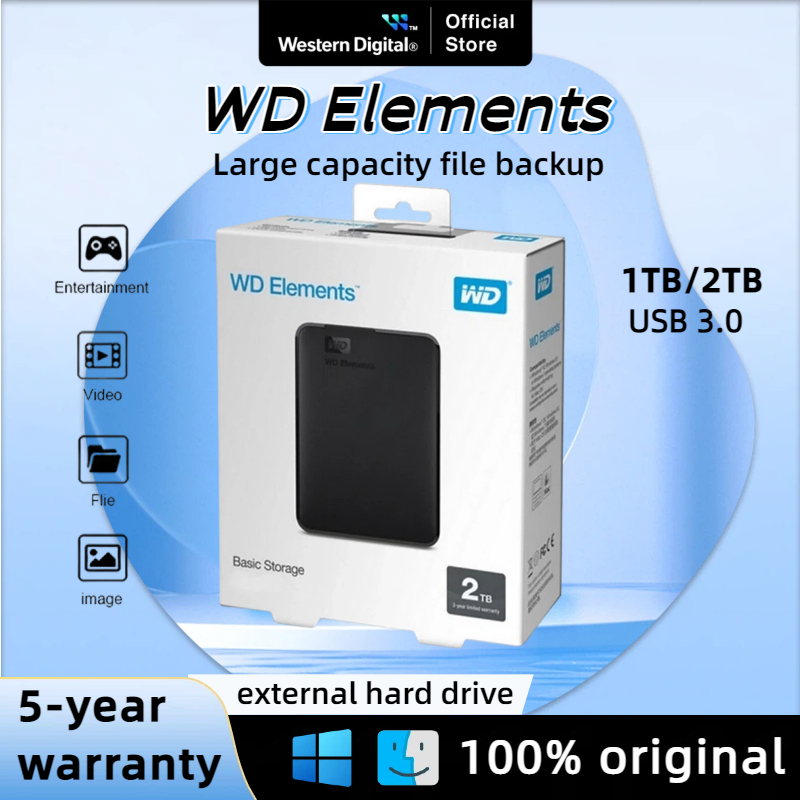 WD Elements Portable 1TB 2TB External Hard Drive For Mac and Windows ...