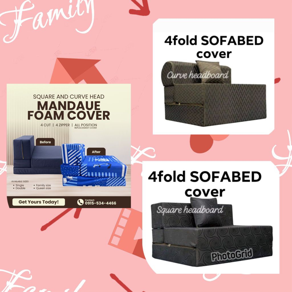 sofa bedcover 4fold (MANDAUE) (SQUARE HEAD) canadian cotton with ...