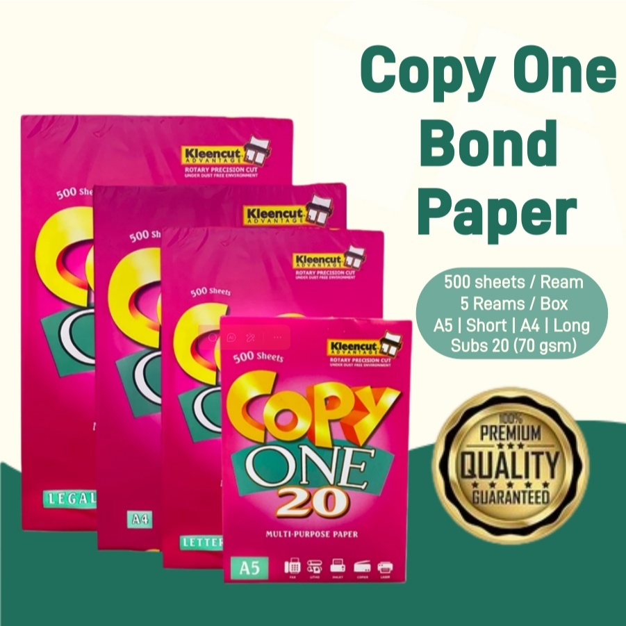 Copy One Bond Paper 70gsm Ultra White Copy Paper Short/A4/Long ...