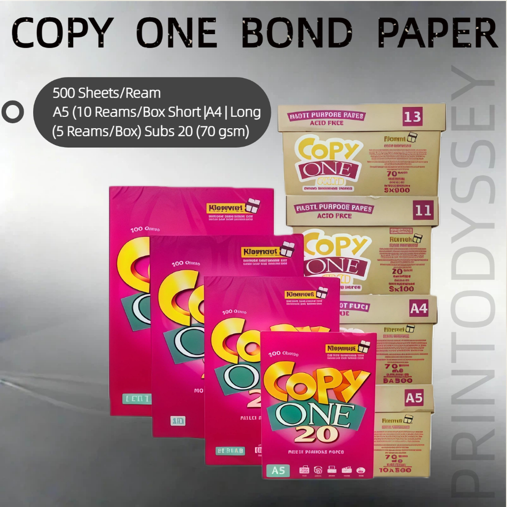COPY ONE 1 Box 70gsm Ultra White Bond Paper A4/Short/Long School Office ...
