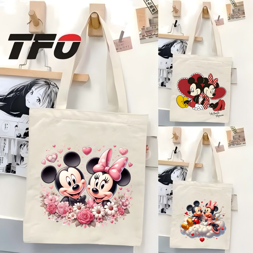 TFO Tote Bag Cartoon Popular Disney Characters Mickey and Minnie Mouse ...