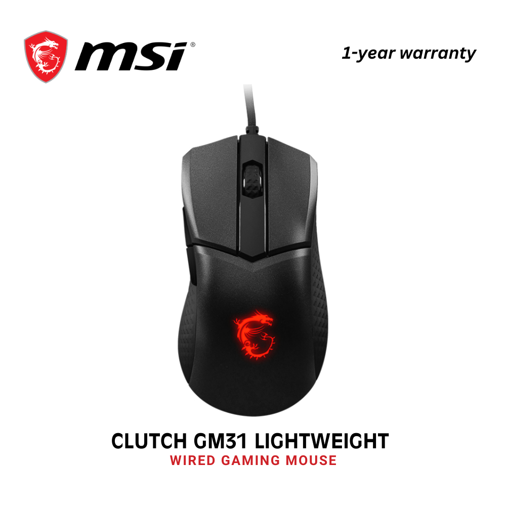 MSI CLUTCH GM31 LIGHTWEIGHT RGB Gaming Mouse PixArt PMW-3360 12000 DPI ...
