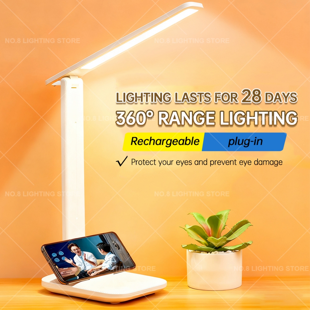 LED Desk Lamp Smart Modern USB Rechargeable Eye Protection 3-Colors ...