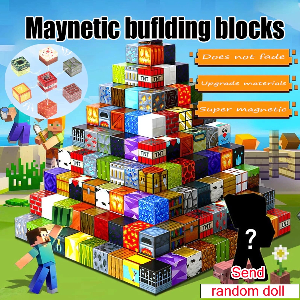 Minecraft Building Blocks Set for Kids Strong Magnetic Connection ...
