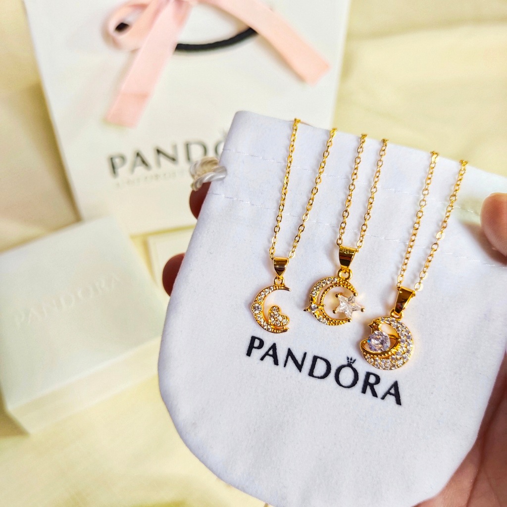 Pandora Non Tarnish Moon Necklace for Women Stainless Steel Gold Plated ...