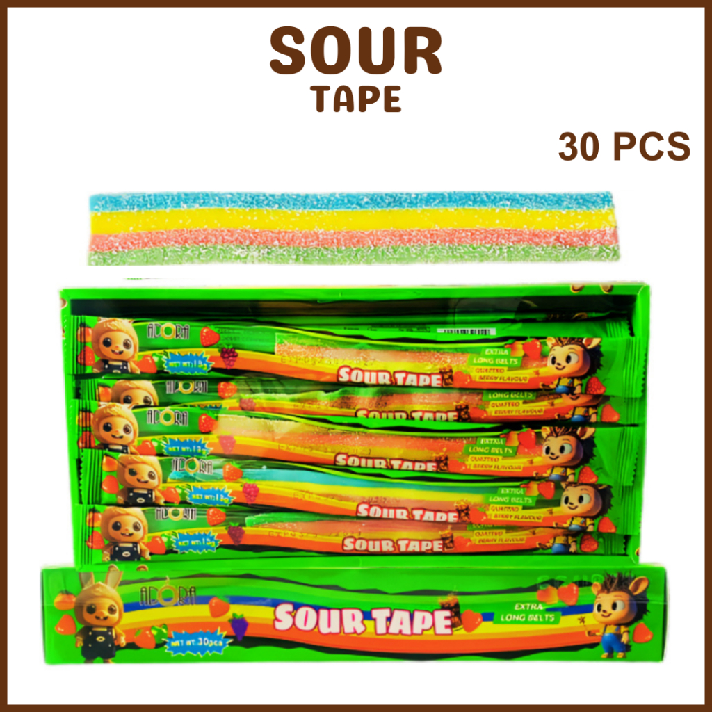 30 Pcs Sour Tape Stripes Gummy Candy Soft Chewy Texture Sweetness And ...