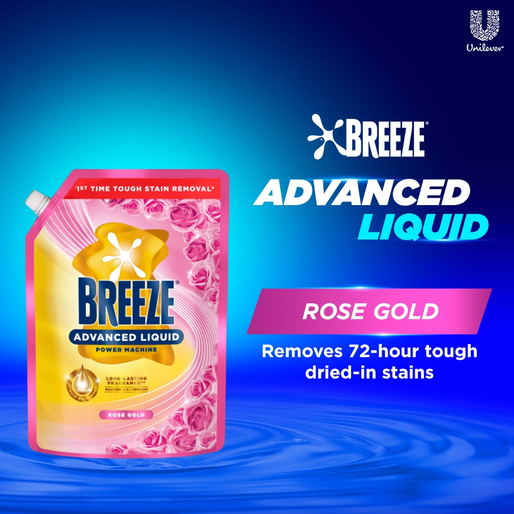 Breeze Laundry Liquid Detergent Rose Gold 2.83kg Pouch | 20% MORE ...