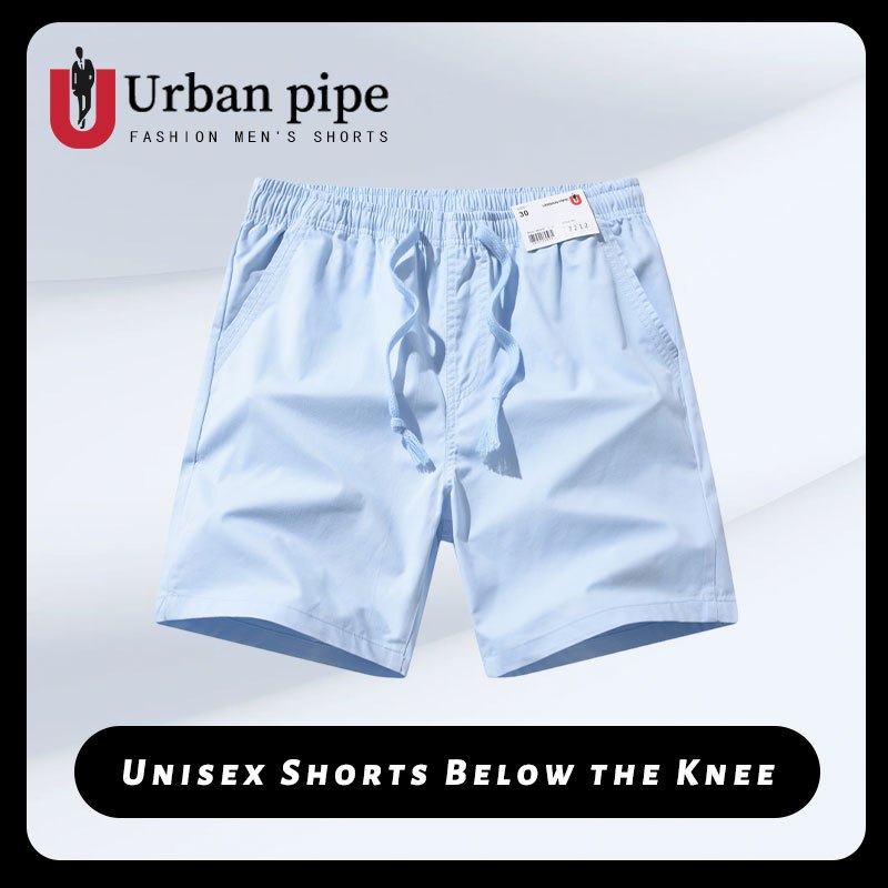 URBAN Pipe Shorts For Men Fashionable Plain Knee-Length Drawstring Mid ...