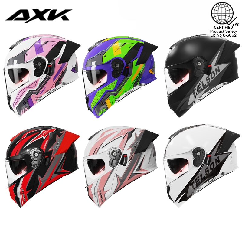 AXK 909 Double Miorr Motorcycle Modular Helmets with ICC | Shopee ...