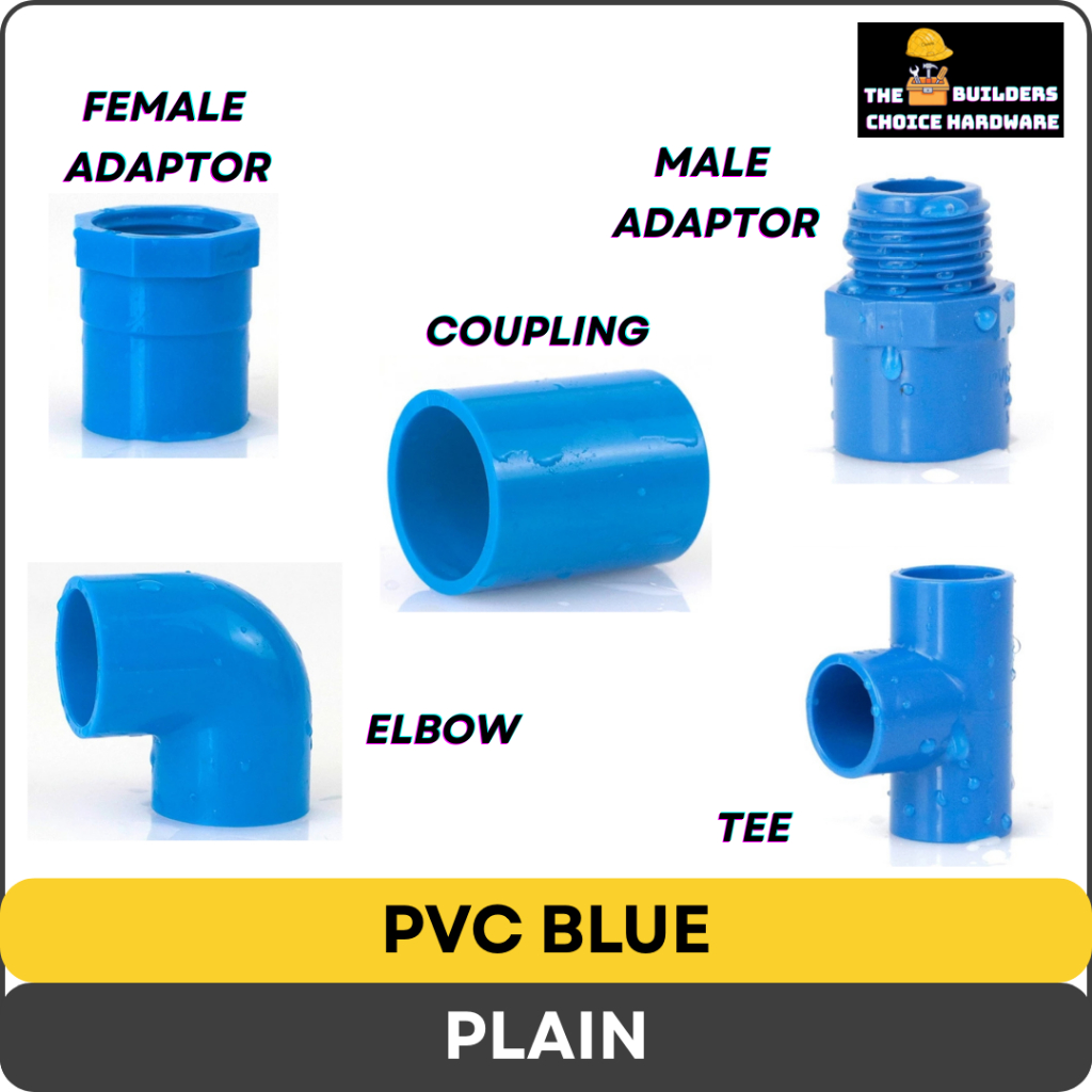 PVC BLUE PLAIN FITTINGS / WATERLINE PIPES 1/2", 3/4", 1" (Heavyduty ...