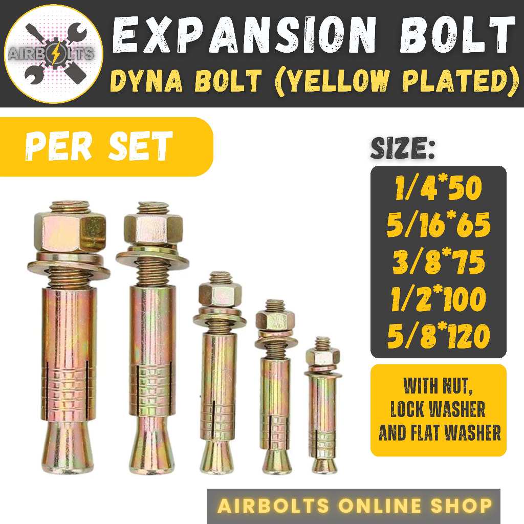 3 - 70PCS - Dynabolt /Dyna Bolt/ Expansion Bolt/ Anchor Bolt 1/4" to 5/ ...