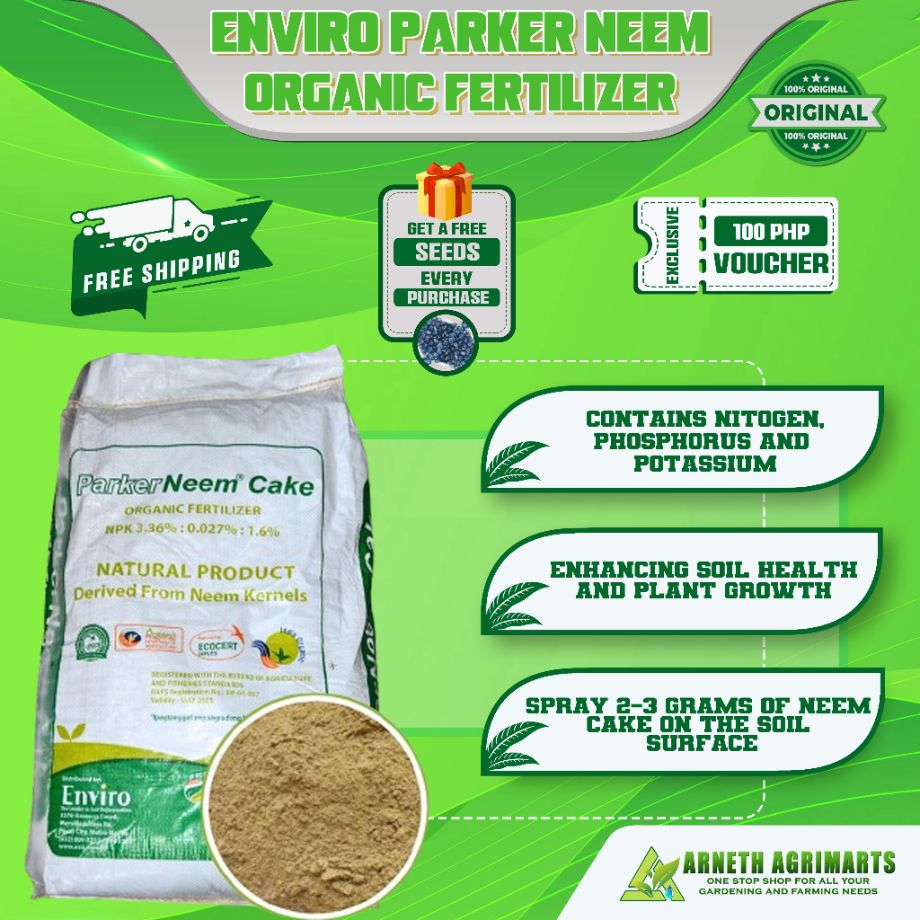 ENVIRO PARKER NEEM CAKE ORGANIC FERTILIZER 25 KILOGRAM SACK | Shopee ...