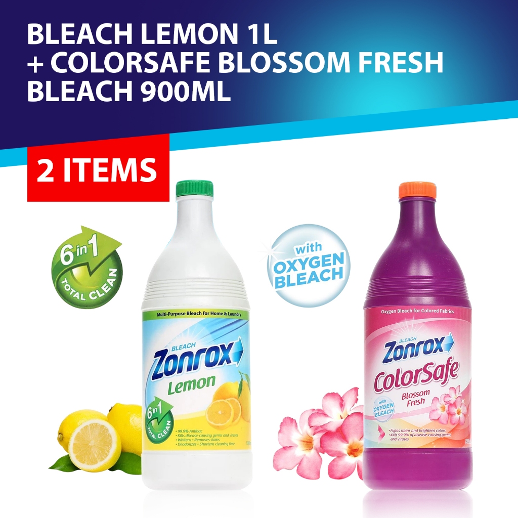 Zonrox Lemon (1 Liter) + Zonrox Colorsafe (900 mL) | Shopee Philippines