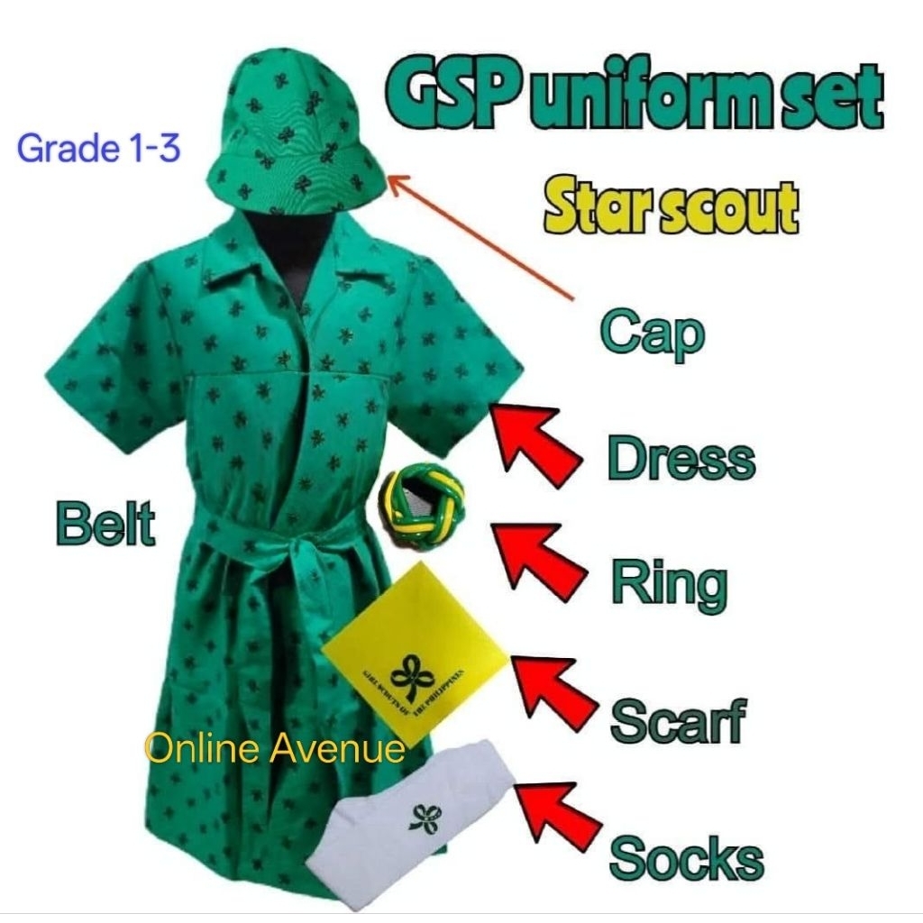 Girl Scout Uniform Set 5 in 1 Student Outfit Grade 1-3 | Shopee Philippines