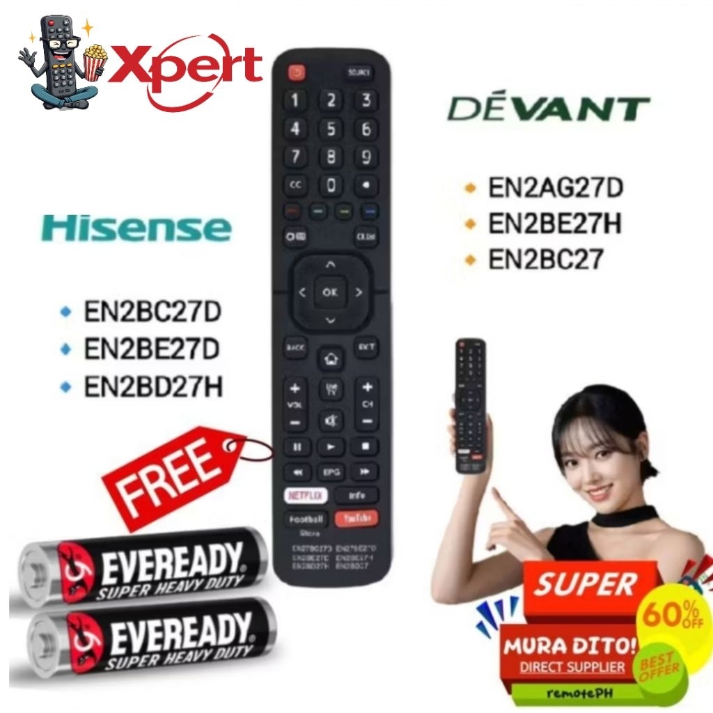 Devant Hisense Smart TV remote control Original EN2BD27H EN2BC27 ...