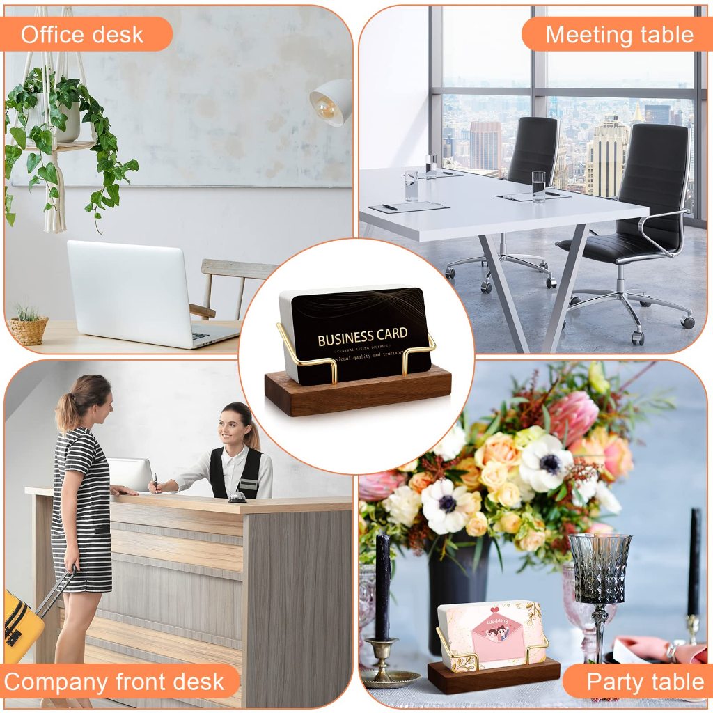 Solid Wood Desktop Business Card Box Hotel Front Desk High-End Metal ...
