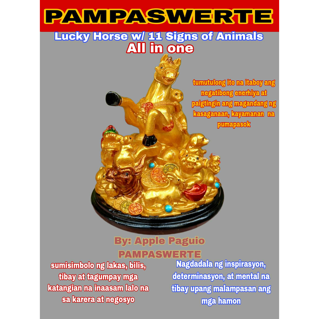 Fengshui Horse 12 Animal Signs Display Figurine Blessed By: Apple ...