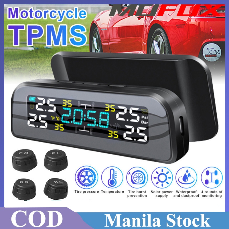MOFOX TY5 TPMS Car Tire Pressure Alarm Monitor System Internal Display Temperature Warning Solar ...