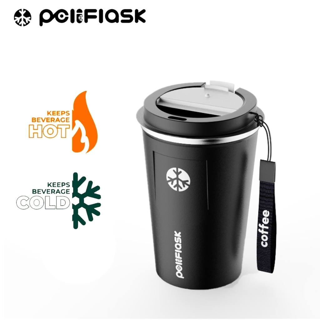 Peliflask Stainless Steel Coffee Mug With Lid 380ml Vacuum Tumbler Hot ...