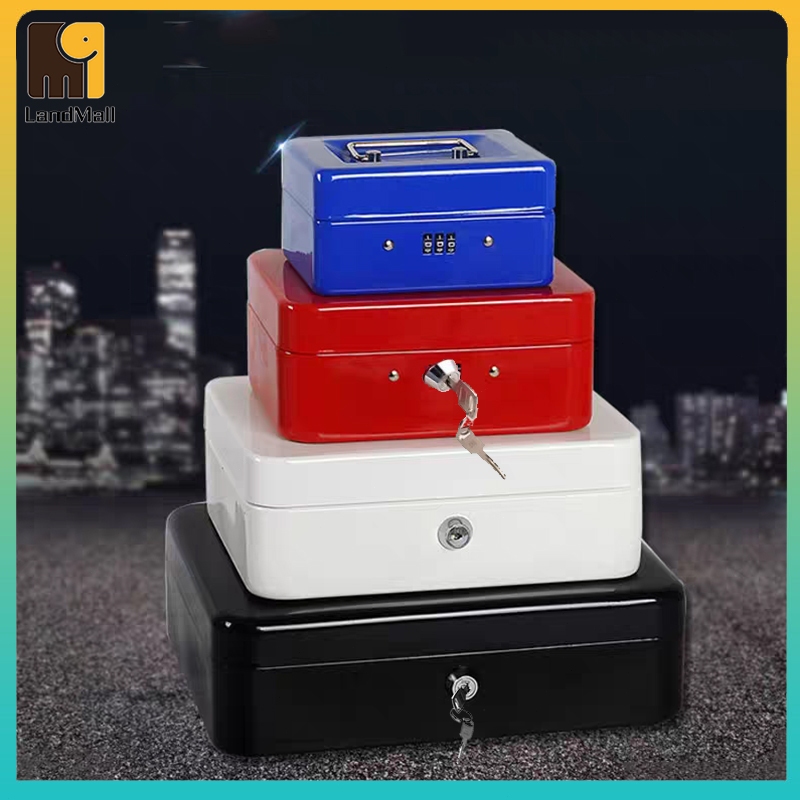 Metal Petty Cash Box Handle Tray Safe Money Coins Bill Key Security ...