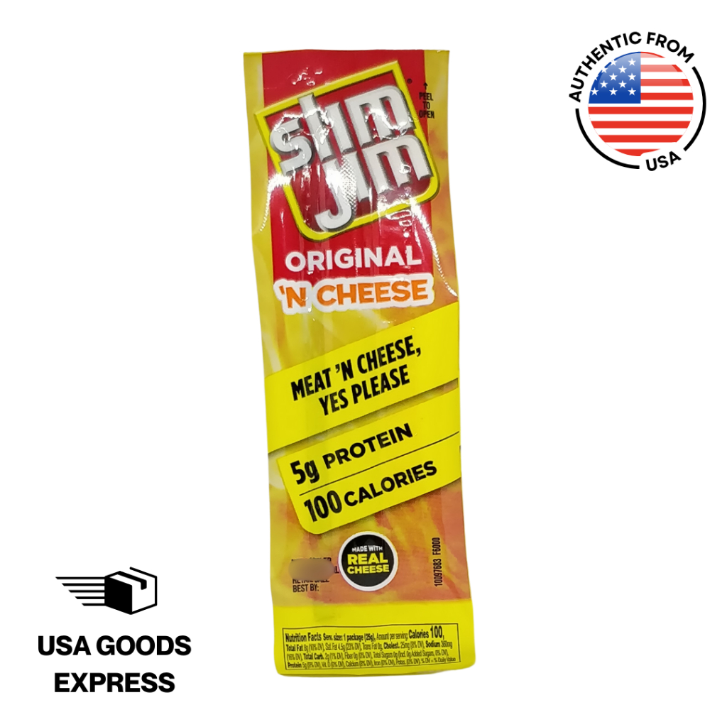Slim Jim Beef 'N Cheese Smoked Meat Sticks, Original Flavor, 5g Protein ...