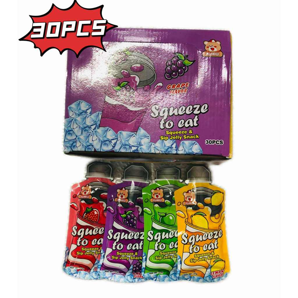 30PCS/1BOX Squeeze To Eat Squeeze & Sip Jelly Snack Grape/Strawberry ...