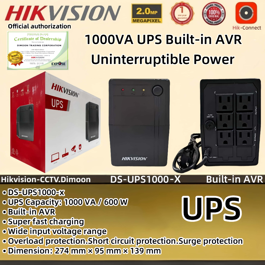 Hikvision UPS 1000VA/600W DS-UPS1000-X Overload protection UPS 220V ...