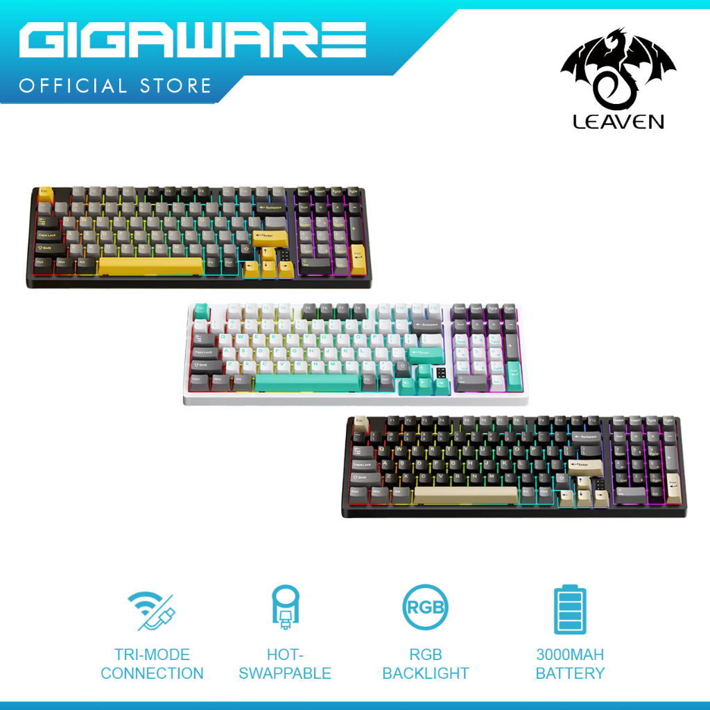 Leaven K98 97 Keys DIY Customized Game RGB Keyboard Three Mode Real Mechanical Cyan Axis Full ...