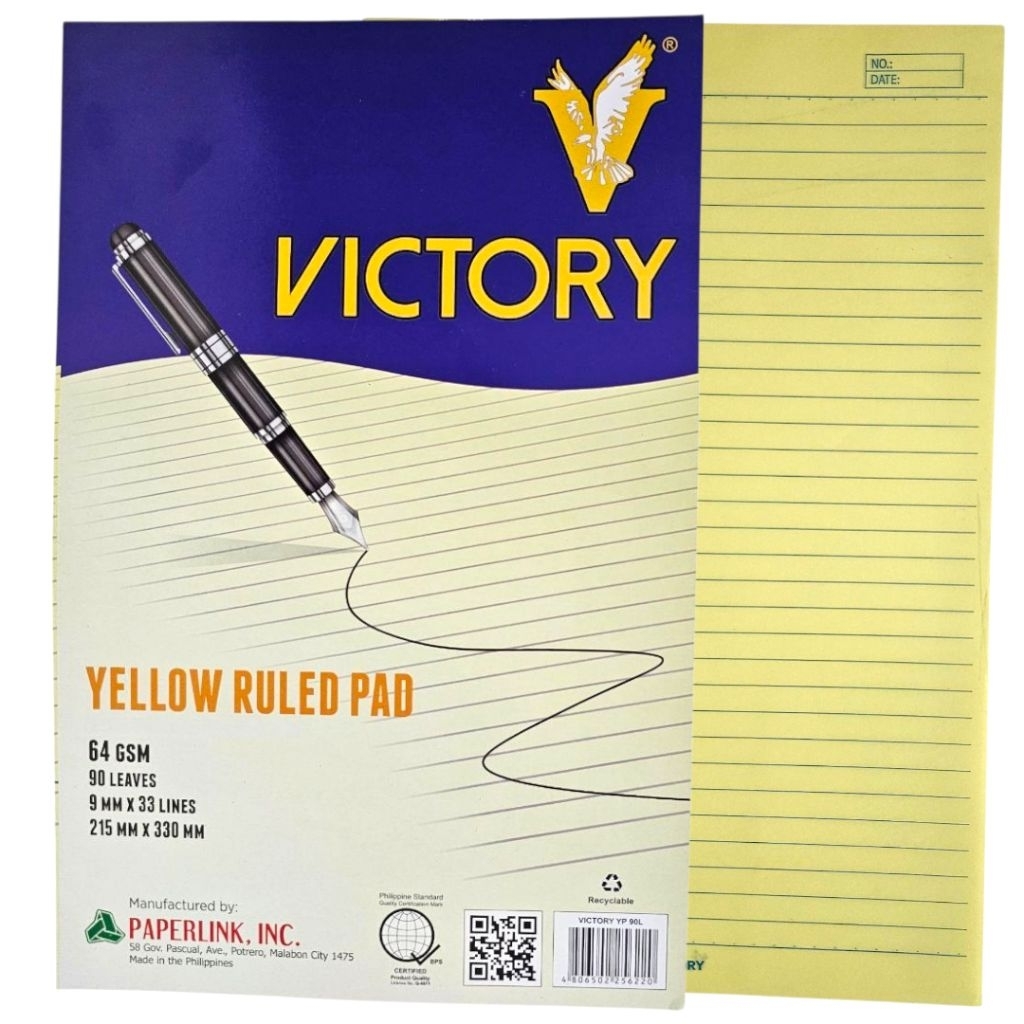 Victory Yellow Ruled Pad 90 Leaves | Shopee Philippines