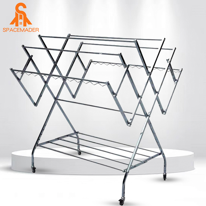SPACEMADER Foldable Sampayan Multi-rod Stainless Steel Clothes Rack ...