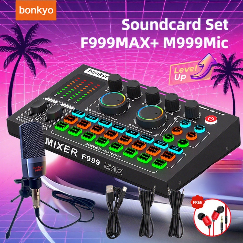 Bonkyo F999Max Soundcard Full Set - Bluetooth Live Sound Card and Audio ...