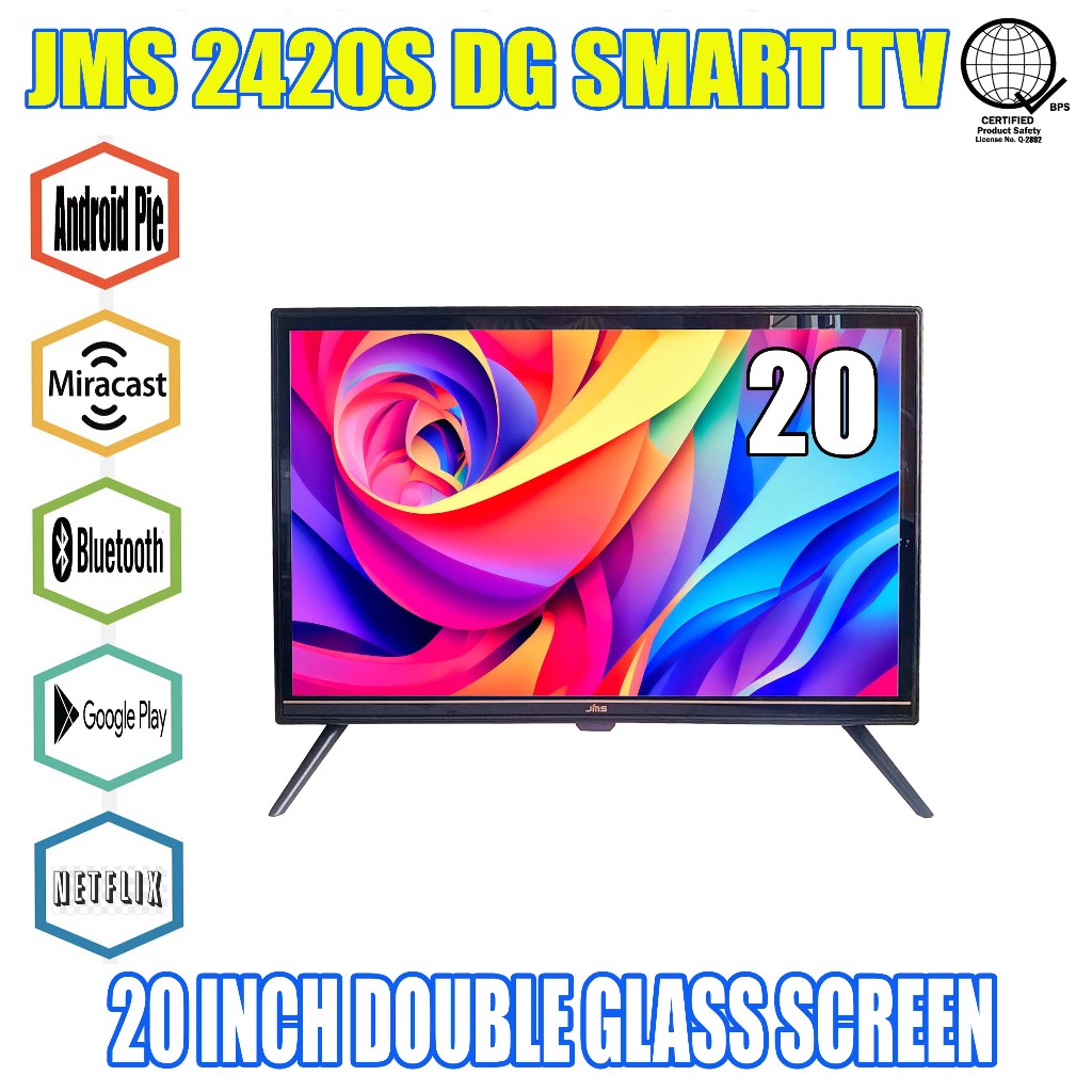 JMS DOUBLE GLASS 2420S SMART TV DIGITAL ISDB-T WITH BLUETOOTH LED TV 19 ...