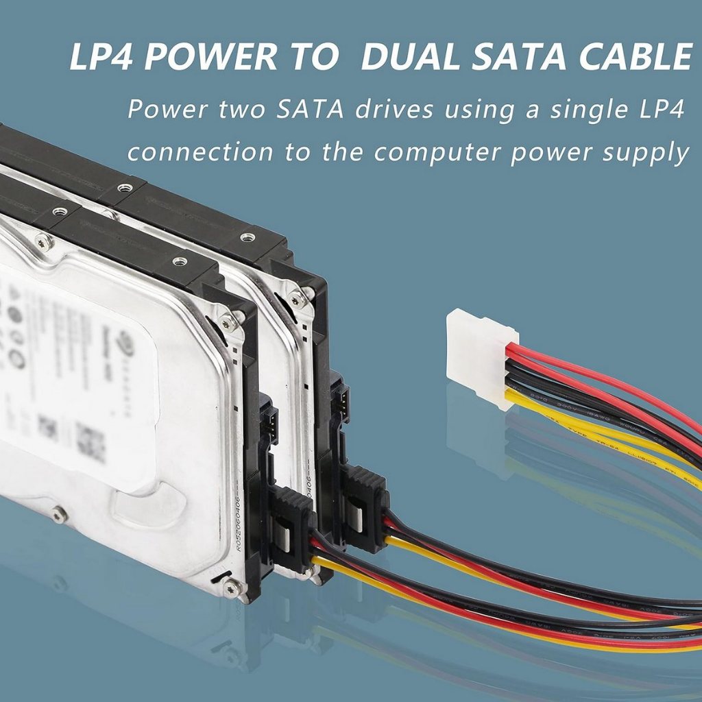 4 Pin IDE Female Molex LP4 to Female Dual SATA Power Y-Cable Adapter ...