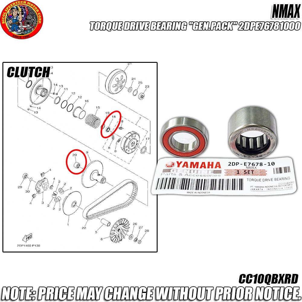 NMAX TORQUE DRIVE BEARING "GEN.PACK" 2DPE76781000 (CC10QBXRD) | Shopee ...