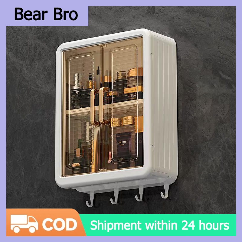 Bear Bro【COD】 Bathroom storage rack, bathroom wall-mounted cosmetic ...